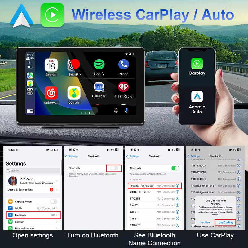EKLEVA Carplay Android 9 4K Auto ADAS Car DVR WiFi Bluetooth AUX FM ...