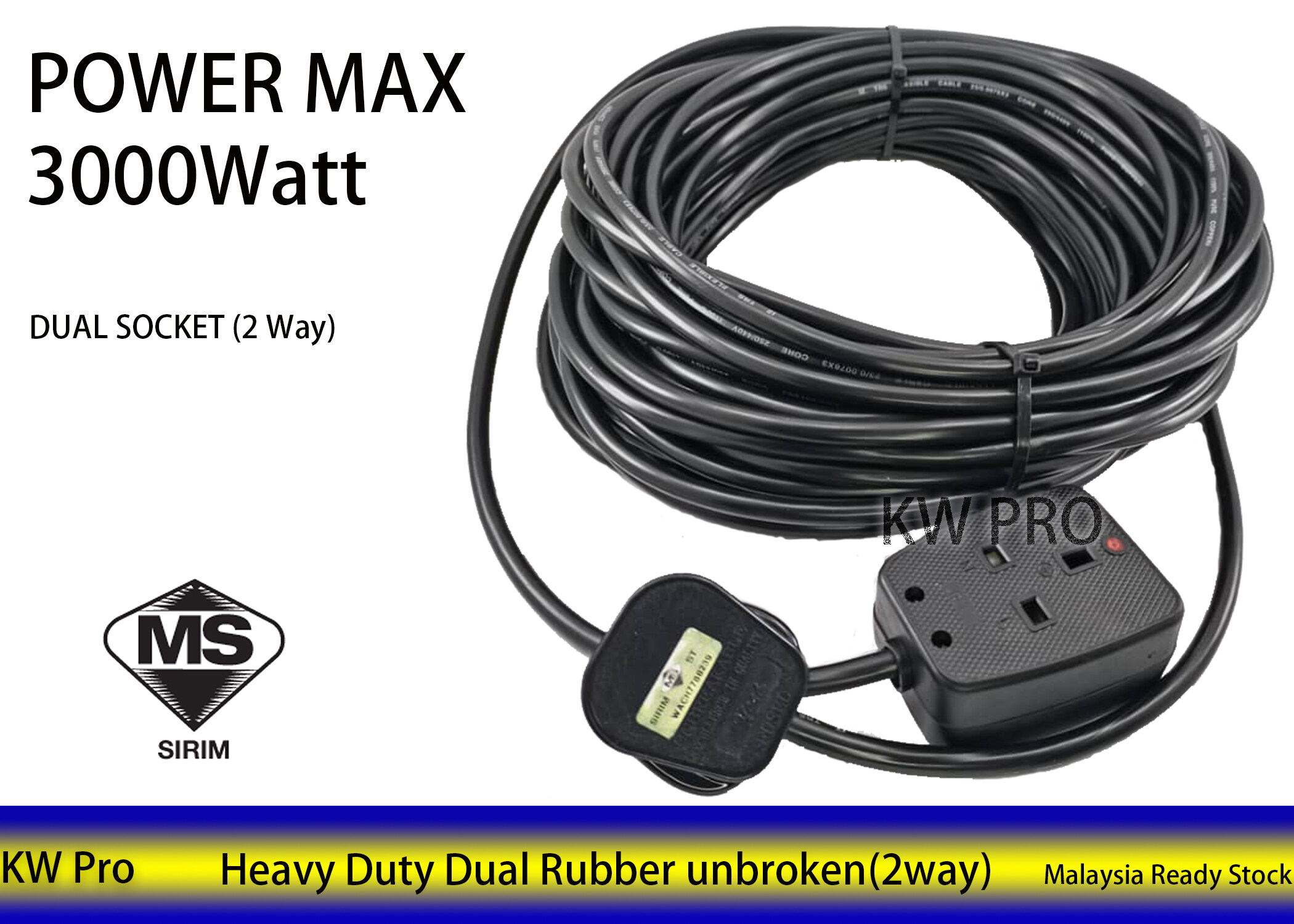 Heavy Duty Dual Rubber unbroken trailing extension socket wire 2Way 40M ...