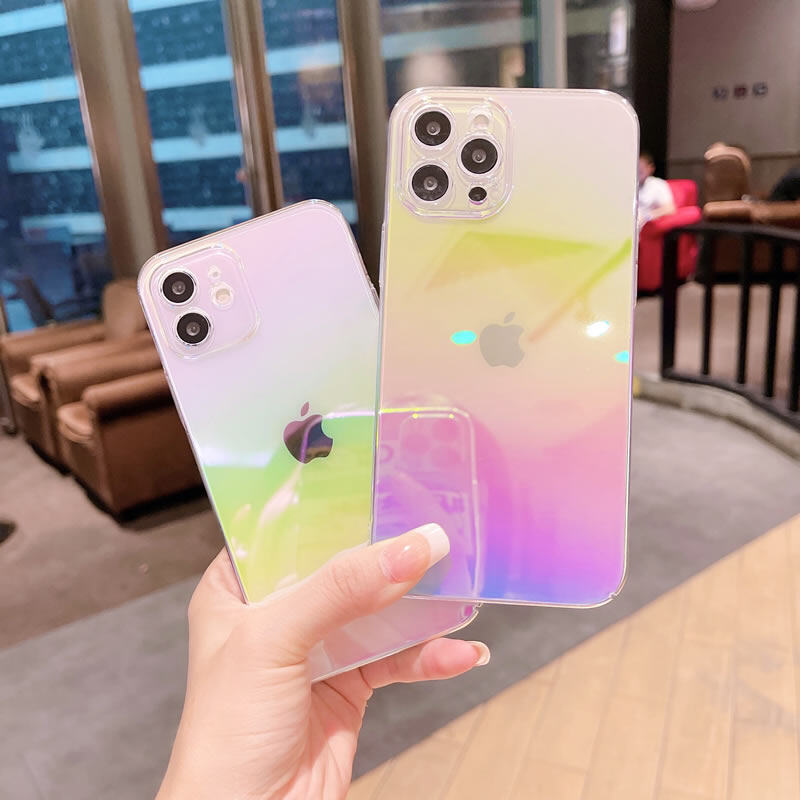 NEWTransparent เคสแข็งพร้อมเปลี่ยนสีสำหรับ iPhone 12 Pro Max 11 X XR Xs ...
