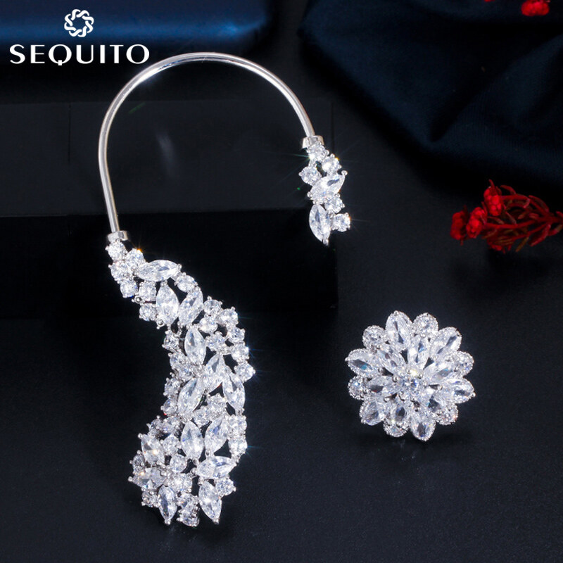 SEQUITOต่างหูสตั๊ดแบบหูเกี่ยวหูขนาดใหญ่และรูปเกล็ดหิมะ,ต่างหูสำหรับงาน ...