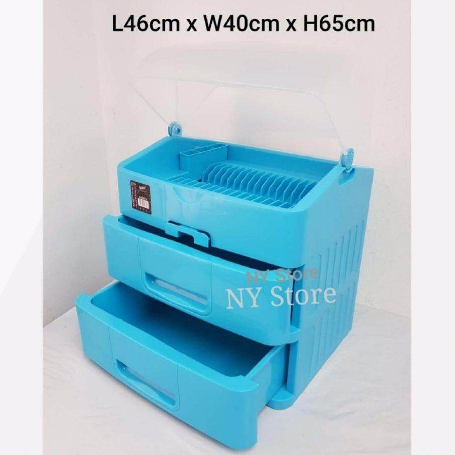 Century Dish Drainer With Cover 3 Tier Dishrack Drawer Kitchen Storage ...