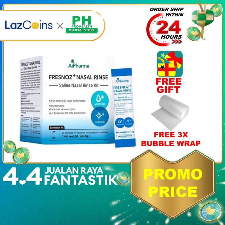 [EXP:11/2025] AiPharma Fresnoz+ Nasal Rinse Saline Nasal Rinse Kit 30's ...