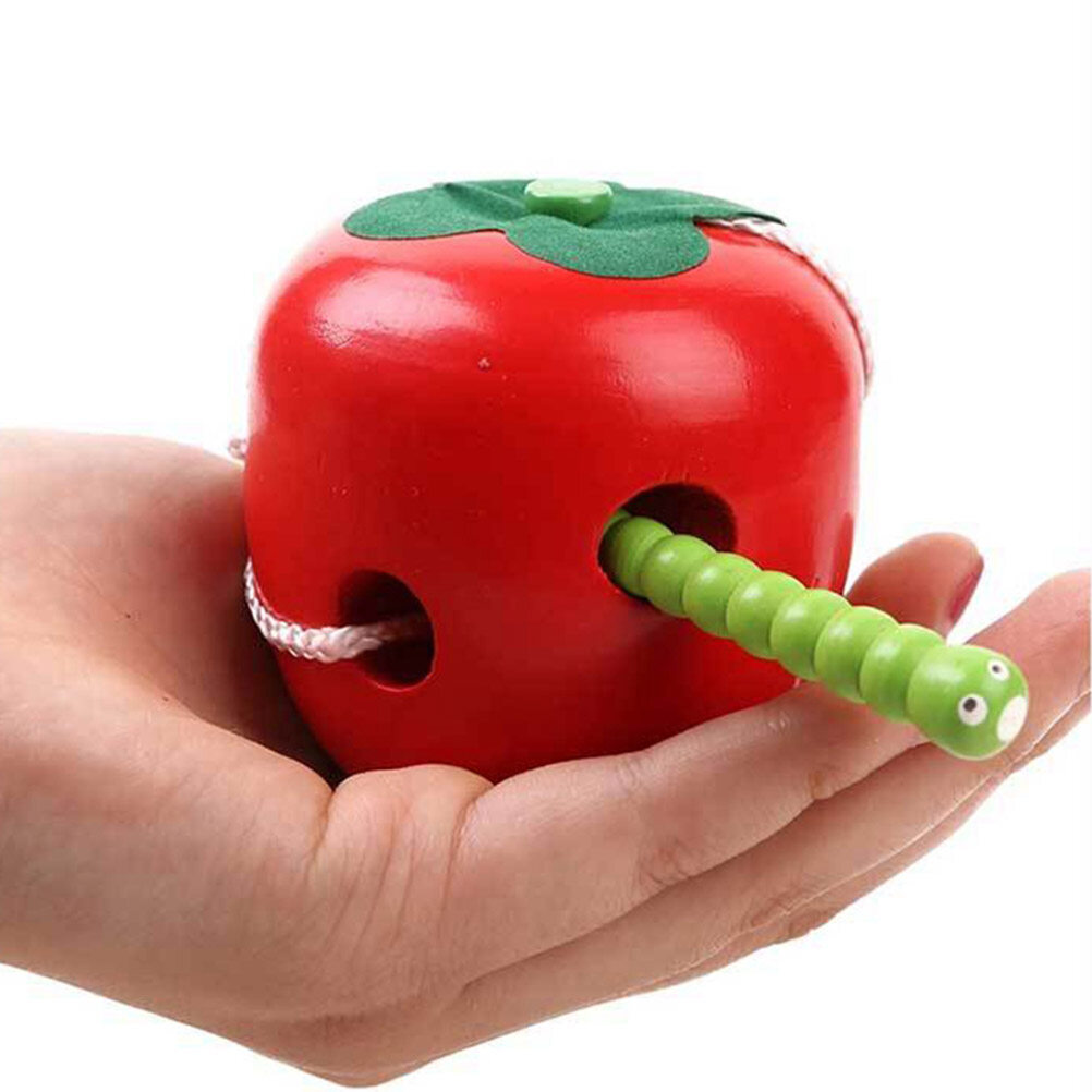 Caterpillar Eat Fruit Threading Toy Fruit Lacing Threading Wooden ...