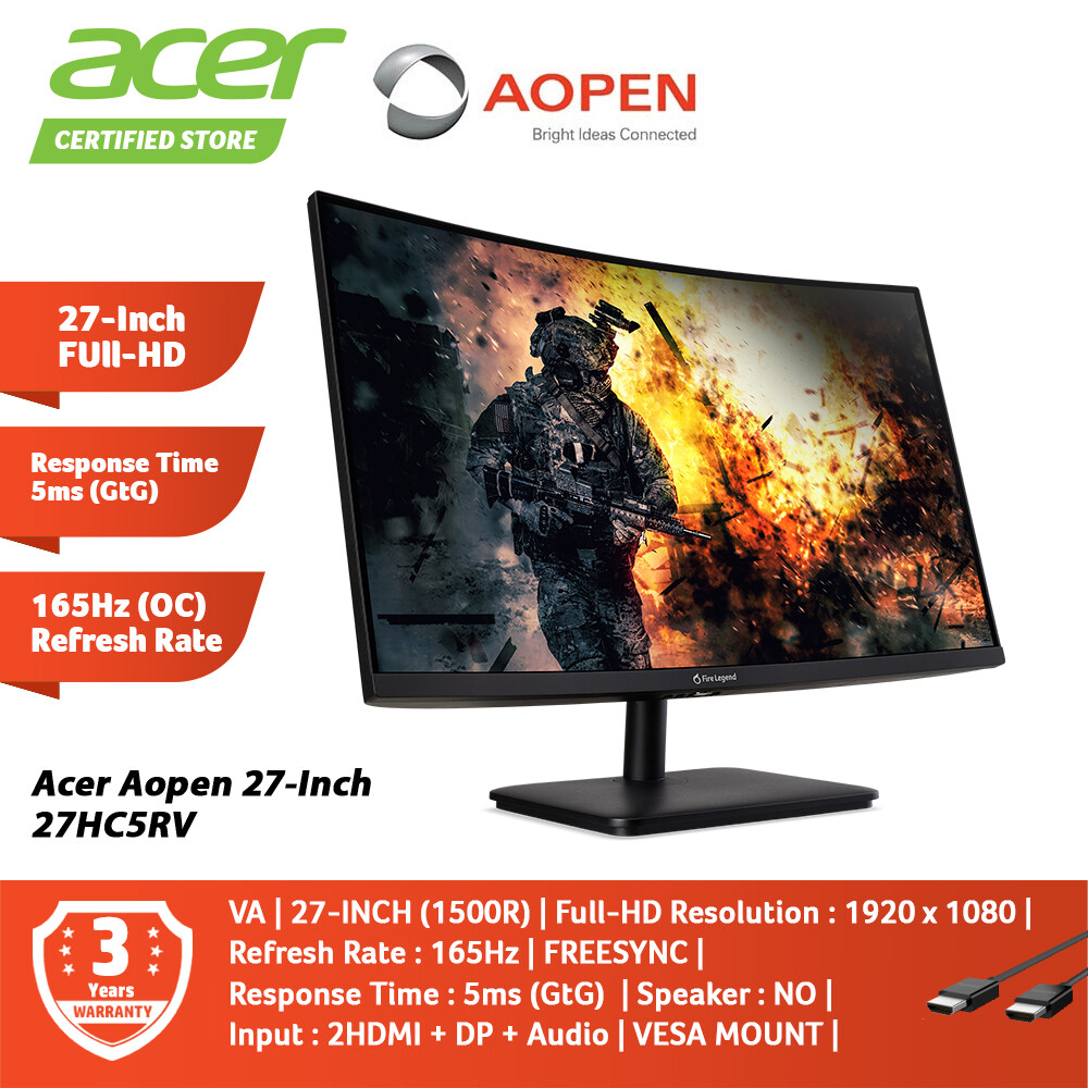 Acer Aopen 27-Inch 27HC5RV FREESYNC Curve Gaming Monitor 1920X1080 ...