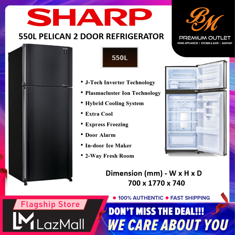 SHARP (SJP55MK) 550L J-TECH INVERTER PLASMACLUSTER REFRIGERATOR | Lazada