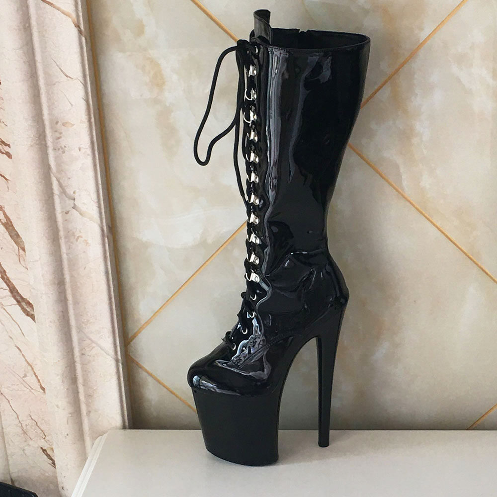 Denova 'S Women 'S Patent Very High Heel Pole Dancing Plus Size Knee ...