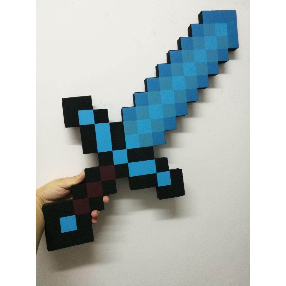 Kids Toys Minecraft Blue Grey Diamond Sword Pickaxe Axe Shovel EVA ...