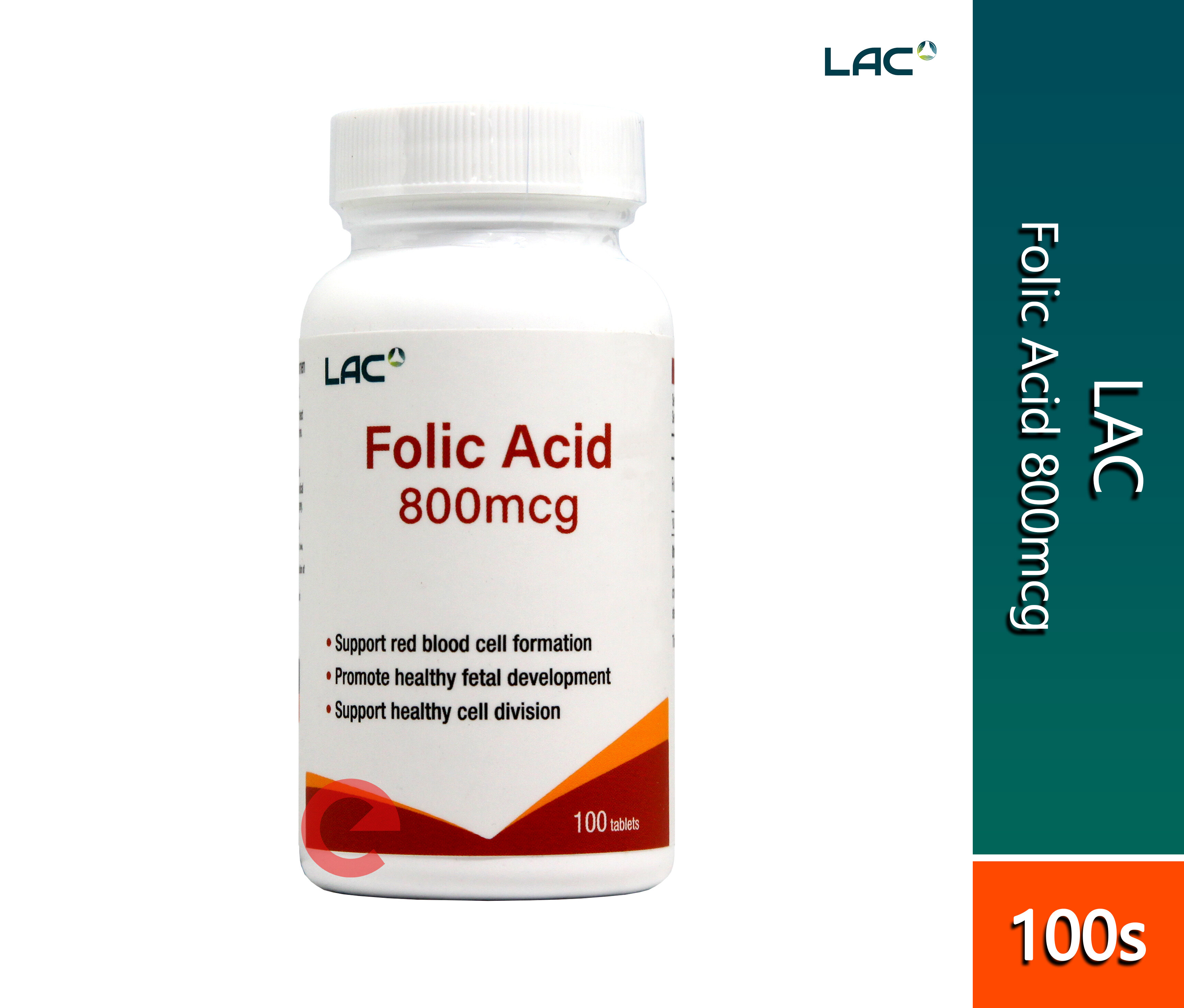 LAC Folic Acid 800MCG Tablet 100S (Was Known As GNC Folic Acid 800MCG ...