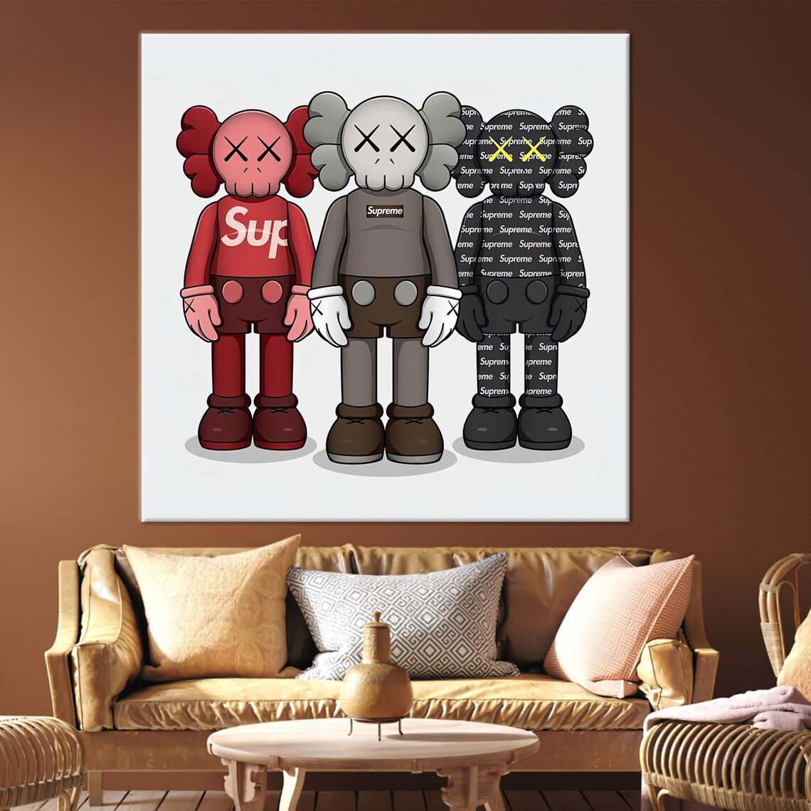 Kaws Trio Art Hypebeast Kaws โปสเตอร์ Kaws Wall Art Kaws ของขวัญวัน ...