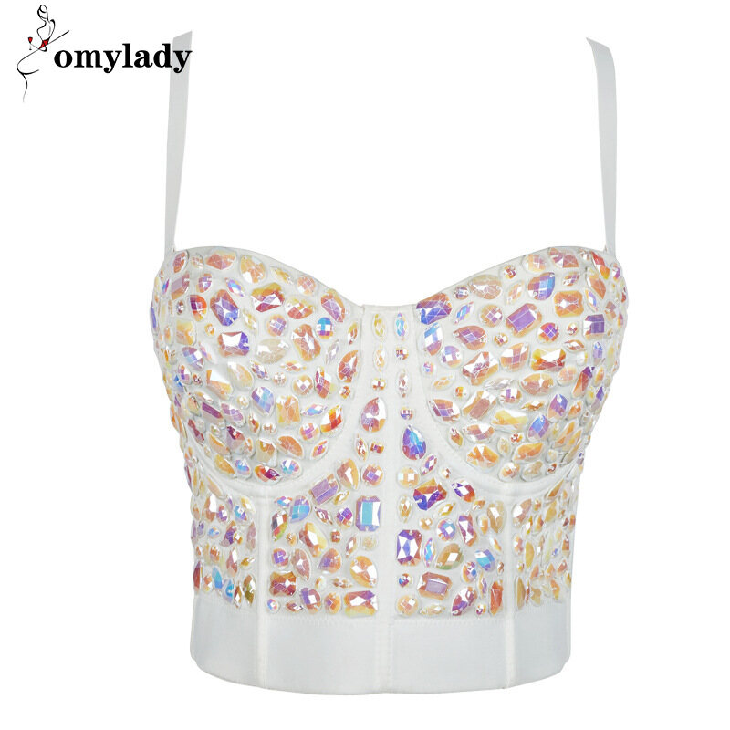 Mixed Color Acrylic Breast Wrapping Top Stage Shaping Bra Nightclub ...