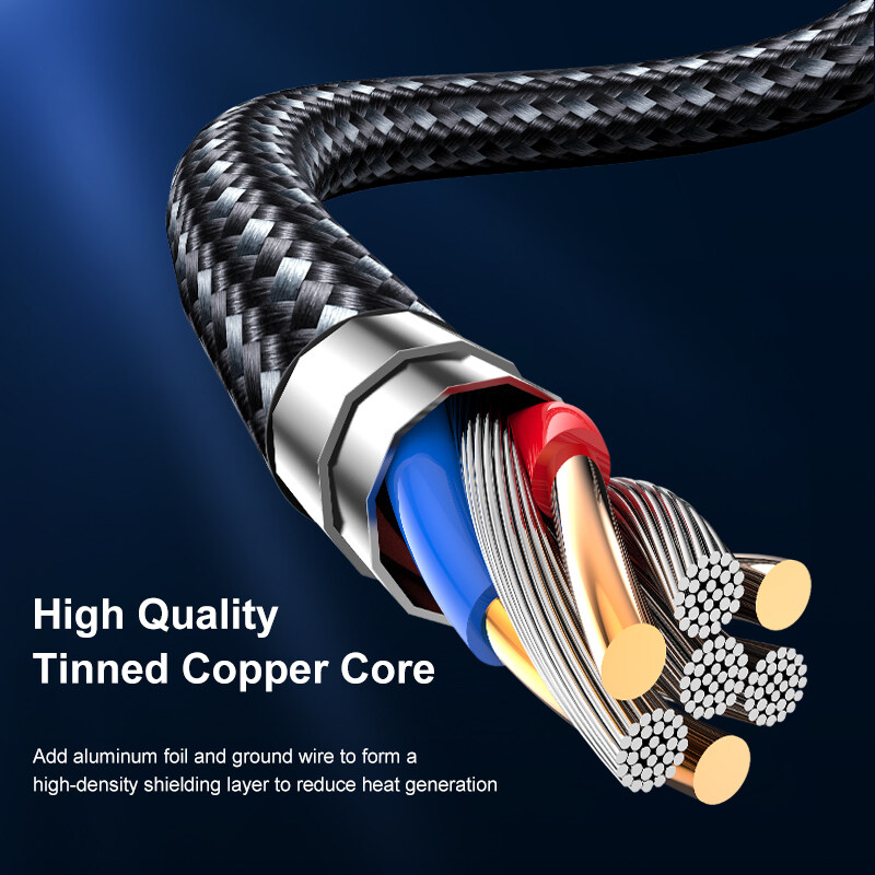 Rovtop Dual-Head 3A Fast Charging Data Cable PD 60W One For Two Braided ...