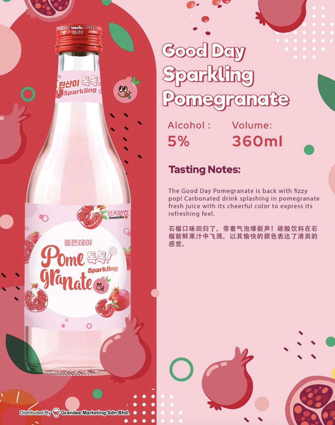 Good Day Tock Sparkling Soda ( Blueberry / Pomegranate ) 7%Alc 360ml ...