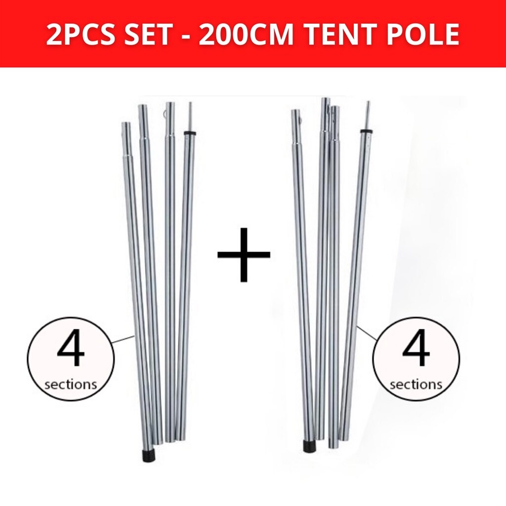 2PCS Set Tent Pole Support Outdoor Camping Canopy Sun Shelter Awning ...