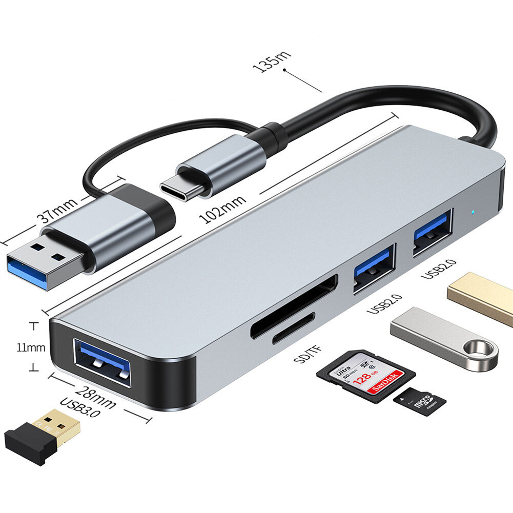 Vention USB 2-in-1 3-hub 7-port Adapter USB Hub Powered By Multi USB ...