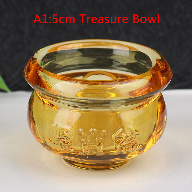 【TX】Feng Shui Chinese Crystal Ingots Wealth Treasure Bowl Statue ...
