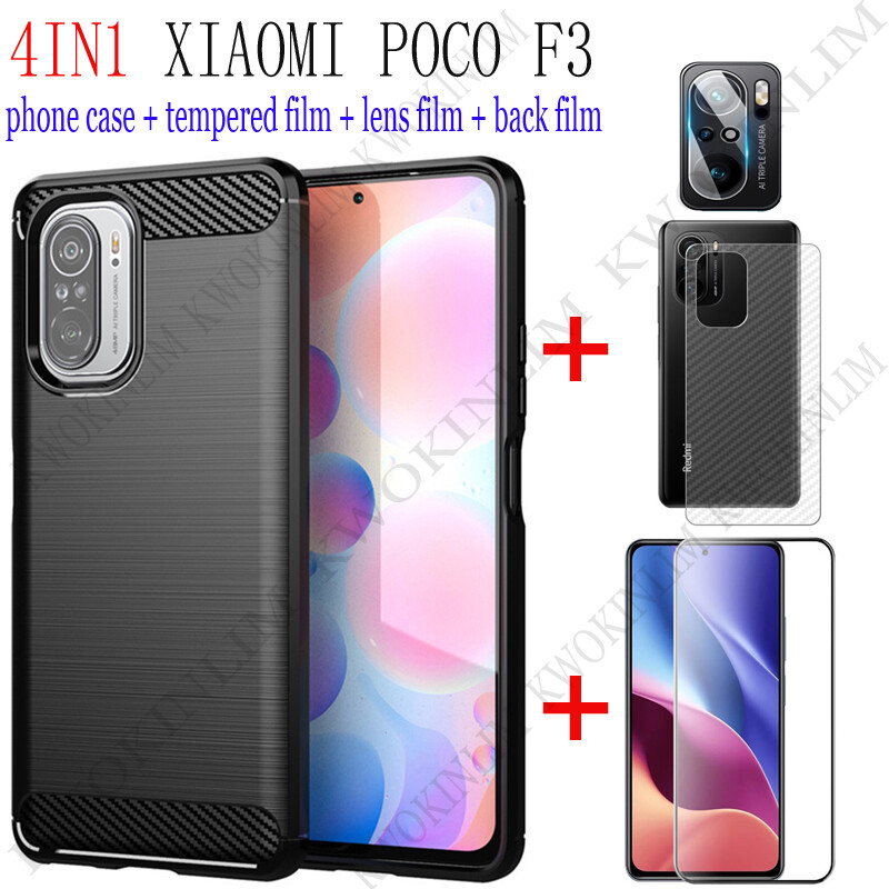 (4 in 1) For Xiaomi POCO F3 เคสโทรศัพท์ Phone Case ฟิล์มกระจกนิรภัย ...