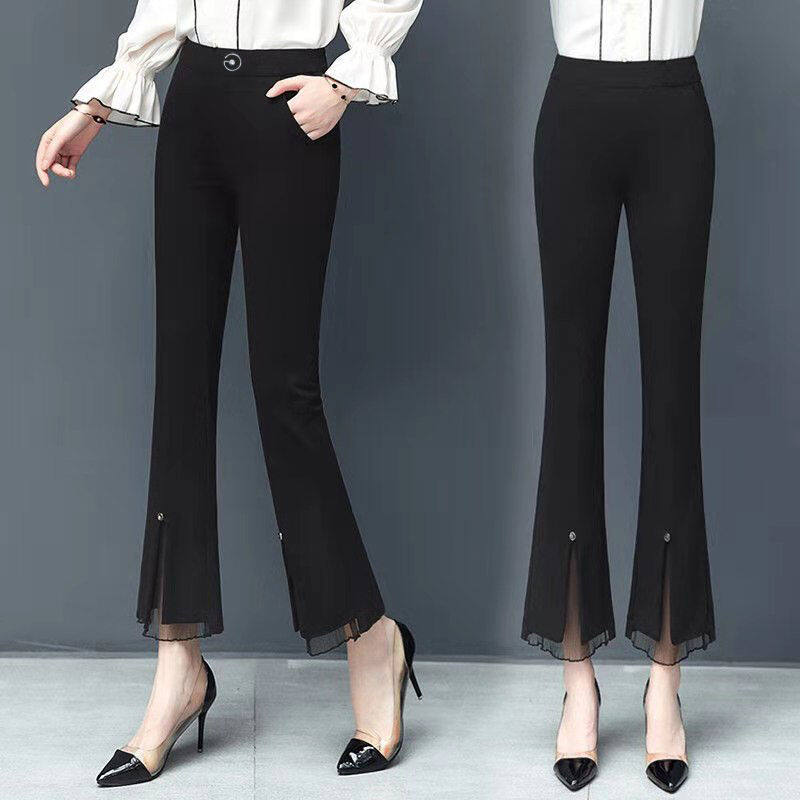 Women's casual pants New versatile summer capris High waisted elastic ...