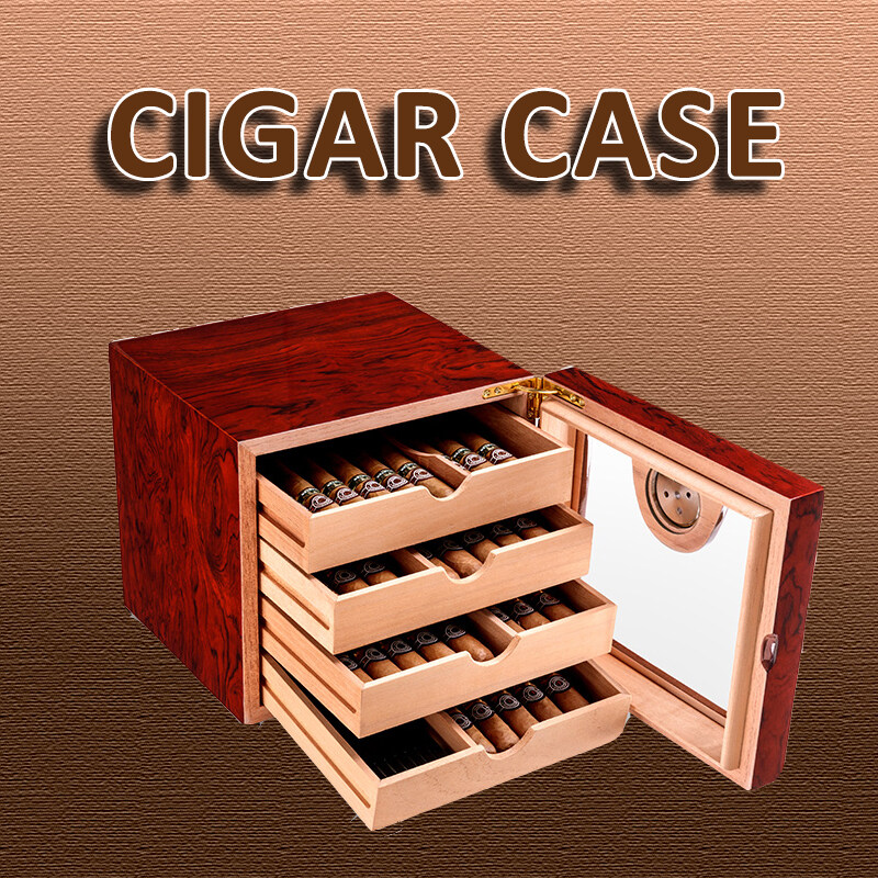Cuban Cigare Humidor Box Portable Ciger Case with Cedar Wood Chips Ciga ...