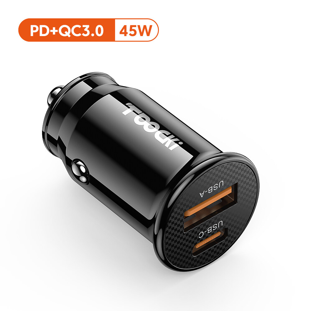 Toocki Mini Dual Port15.5/30/ 45W USB-A /USB-C Car Charging PD3.0 PPS QC3.0 Quick Charging For ...