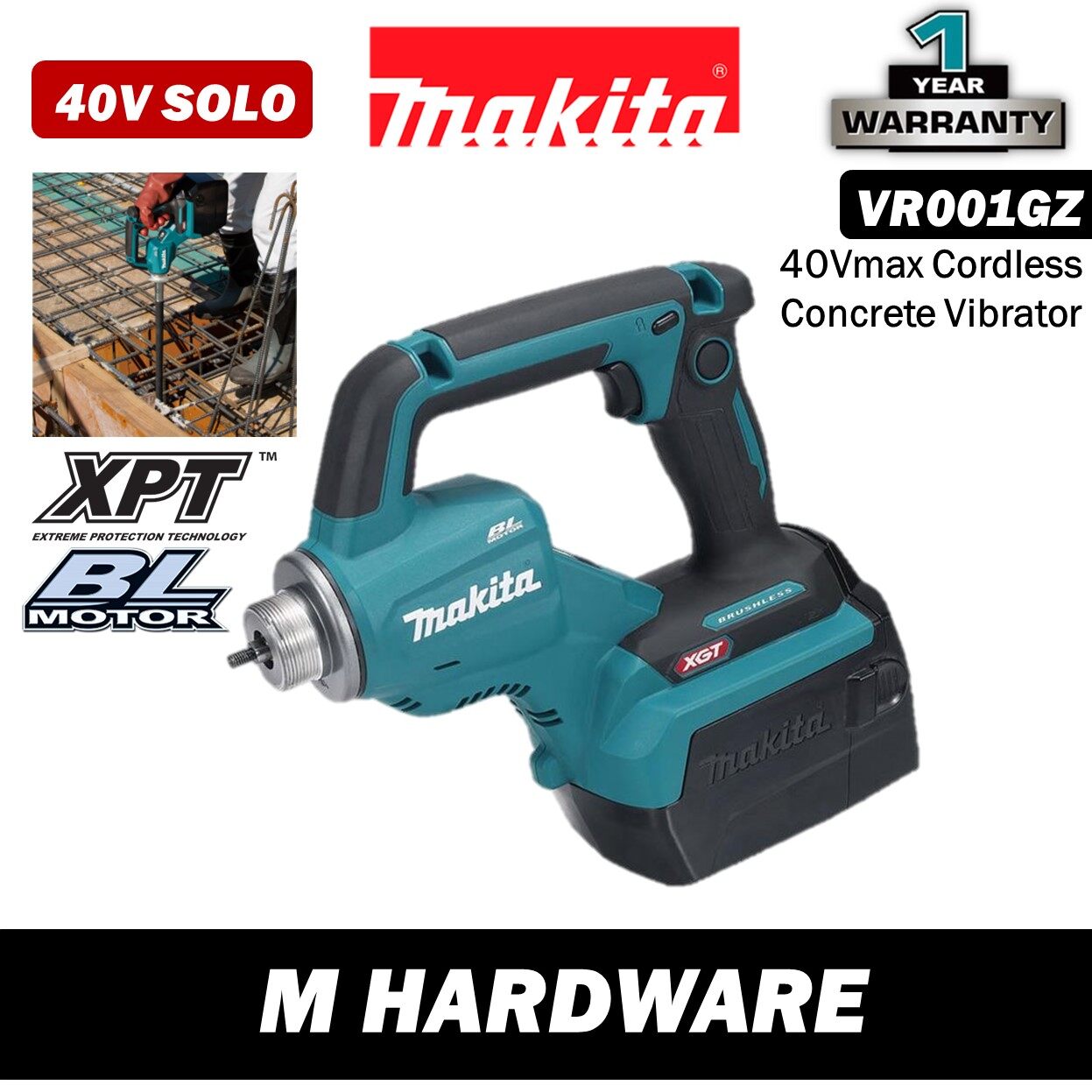 MAKITA 40Vmax CORDLESS Concrete Vibrator VR001GZ 1 Year Warranty [ 100% ...