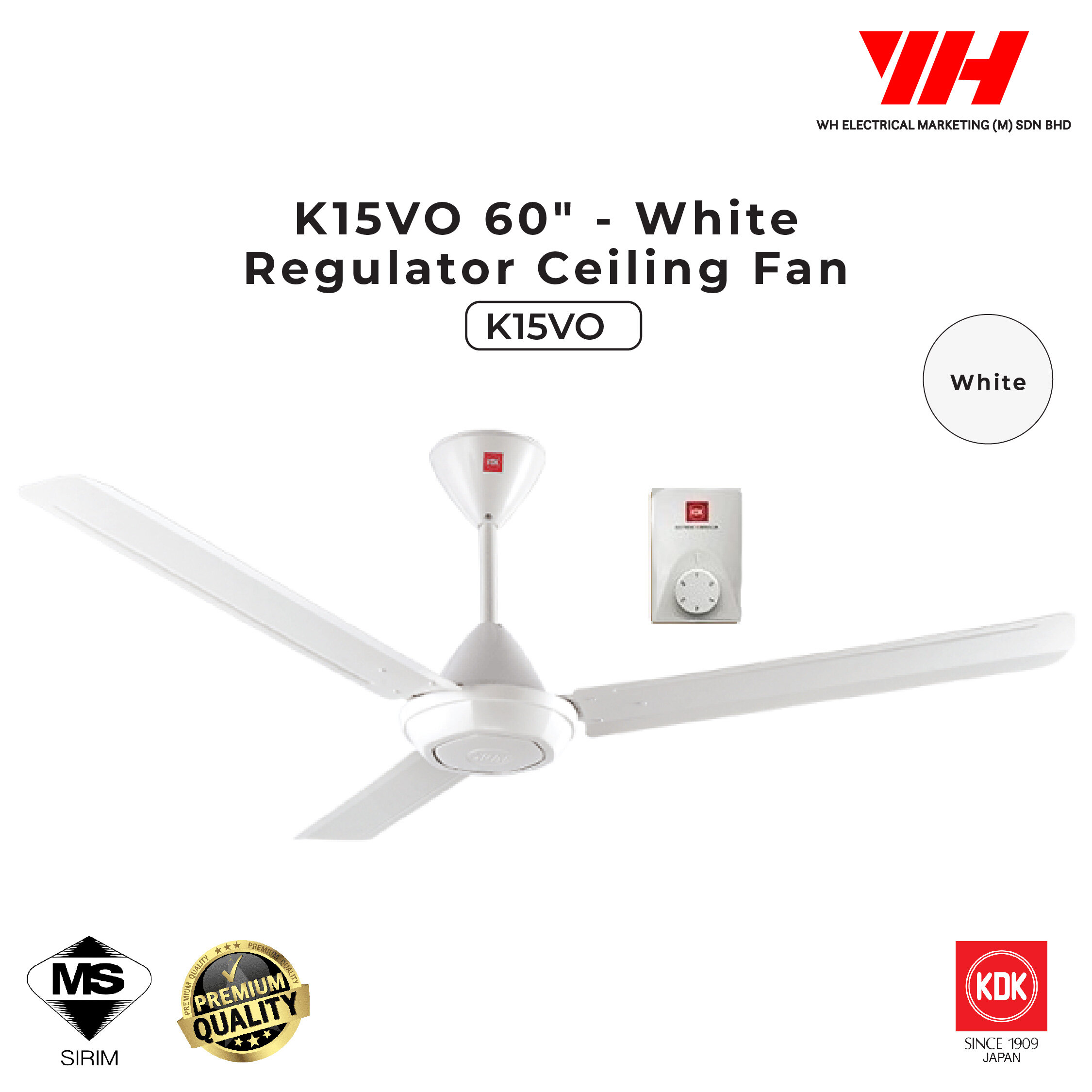 KDK Regulator Ceiling Fan (48",60"Full Series) - K12WO/K15WO/K12VO ...