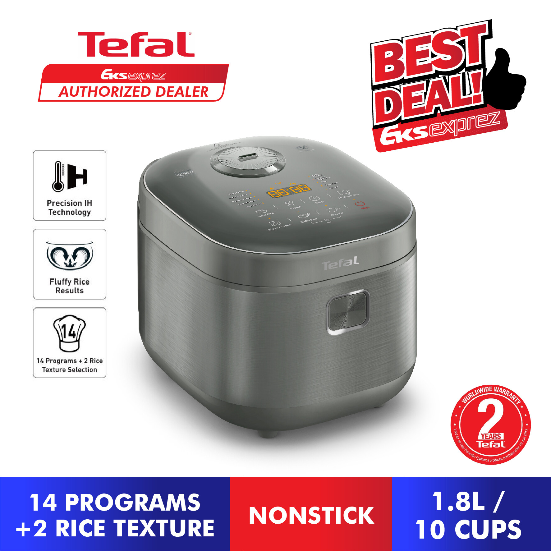 Tefal RK818 Rice Master IH Rice Cooker 1.8L RK818 (10 cups) RK818A65 ...