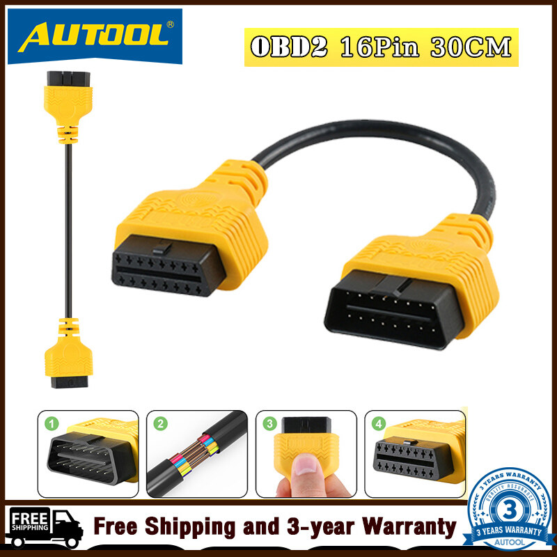 AUTOOL 30cm Automobile OBD2 Diagnostic Adapter Cable, Car OBD EOBD ...