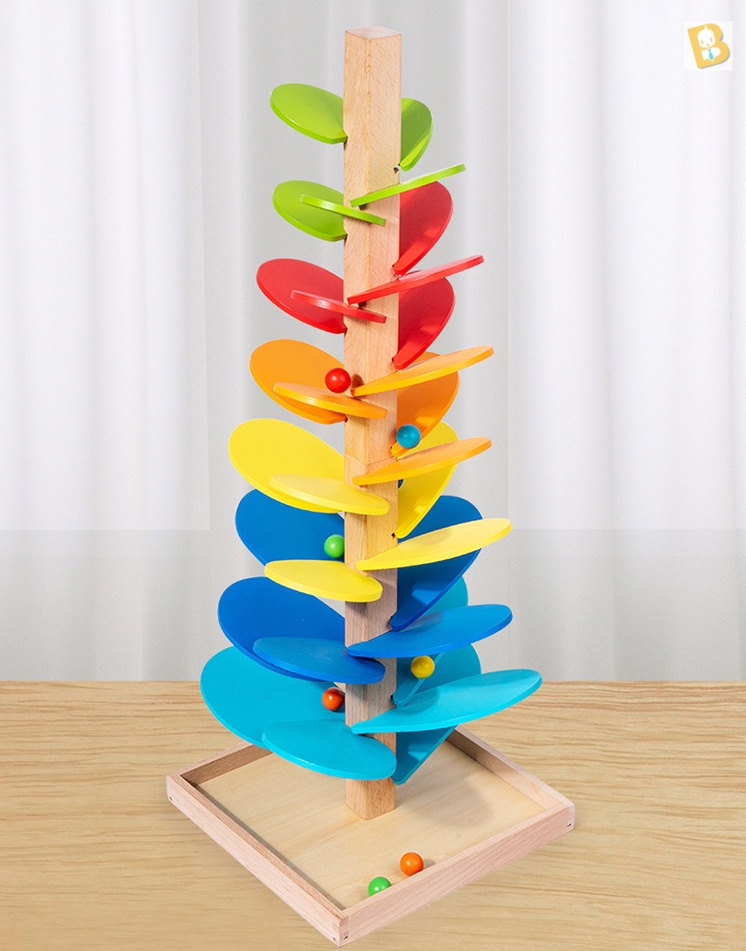 BabyBoss Large Wooden Rainbow Marble Run Wooden Music Tree Montessori ...