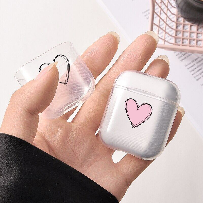 Clear Lovely Airpods 2 Case Cute Heart Letter Clear Hard Headphone ...