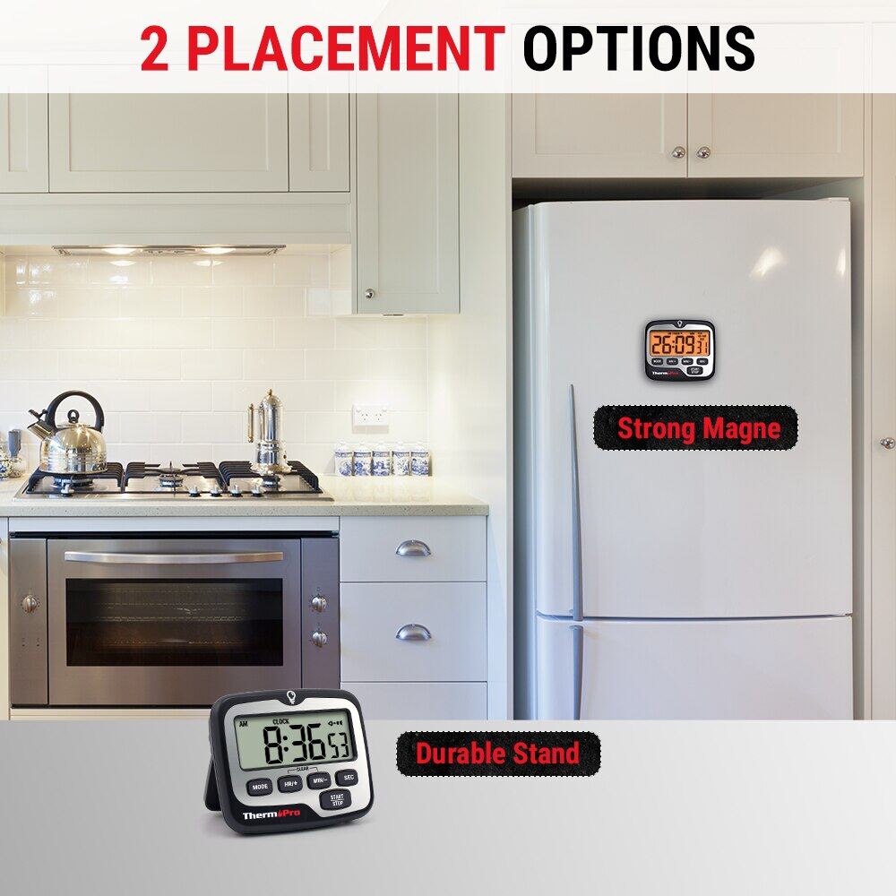 ThermoPro TM01 Digital Cooking Kitchen Timer With Large Backlight Display Countup Countdown and ...