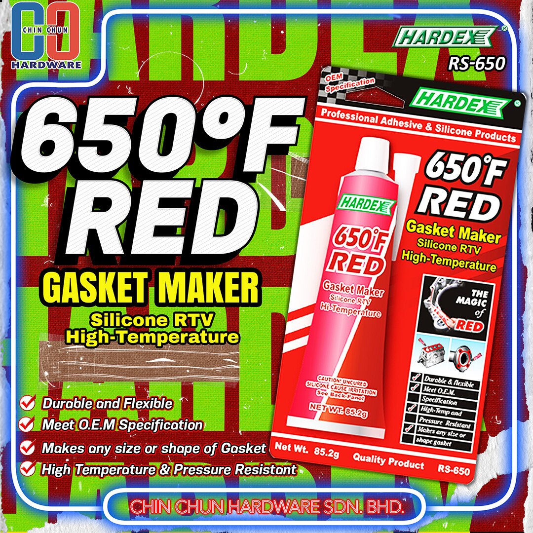 HARDEX 650°F RED GASKET MAKER | SILICONE RTV | HIGH TEMPERATURE | RS ...