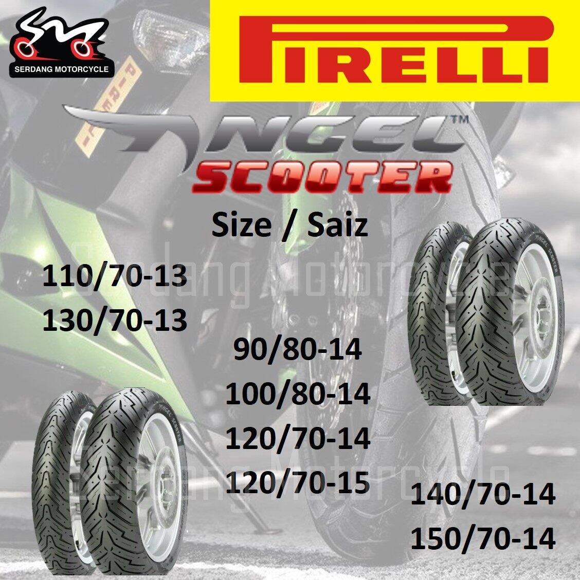 PIRELLI Angel Scooter Diablo Rosso Scooter Tubeless Tyre Tire Tayar ...