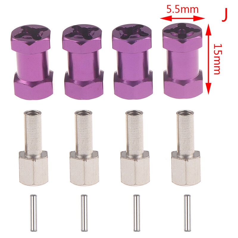 4pcs Aluminum RC Car 12mm Hex Wheel Hub Drive Adaptor 15/20/25mm Extension Combiner Coupler for ...