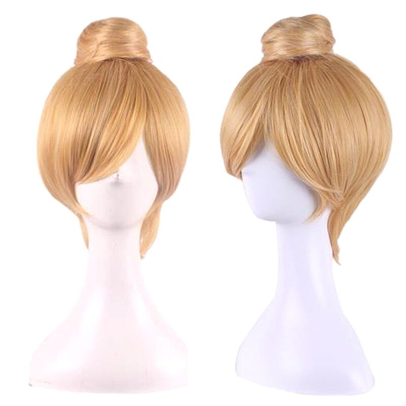 Anime Cos Wig Princess Bun Blonde Synthetic Hair Straight Short Cosplay ...