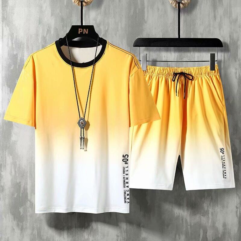 MSP Summer Men's Sets Korean Fashion Trend Gradient Tracksuit Sets Men ...