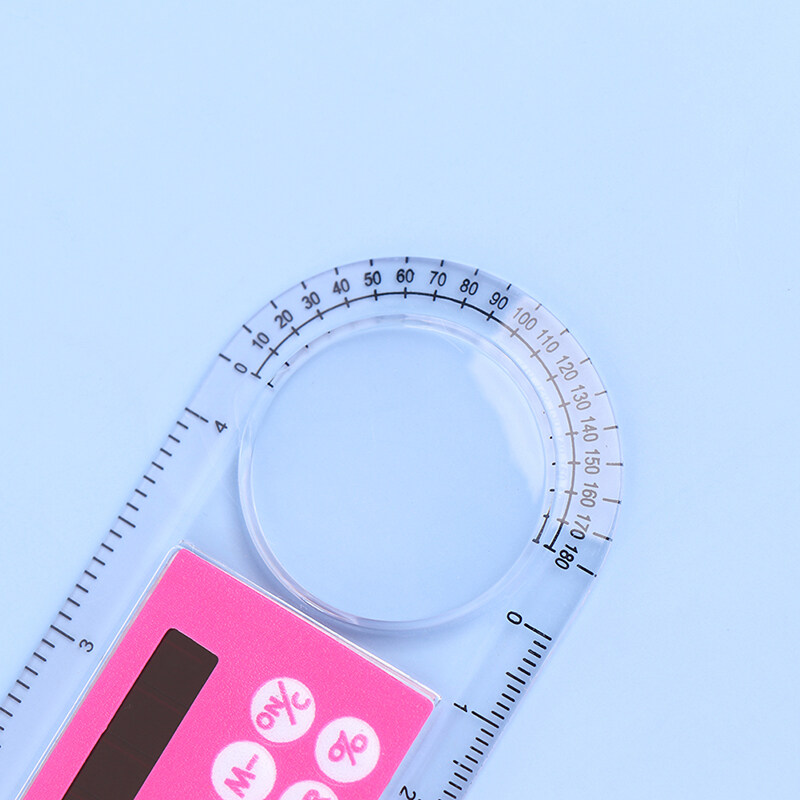 TANG Mini Solar Transparent Ruler Calculator with Magnifier Student ...