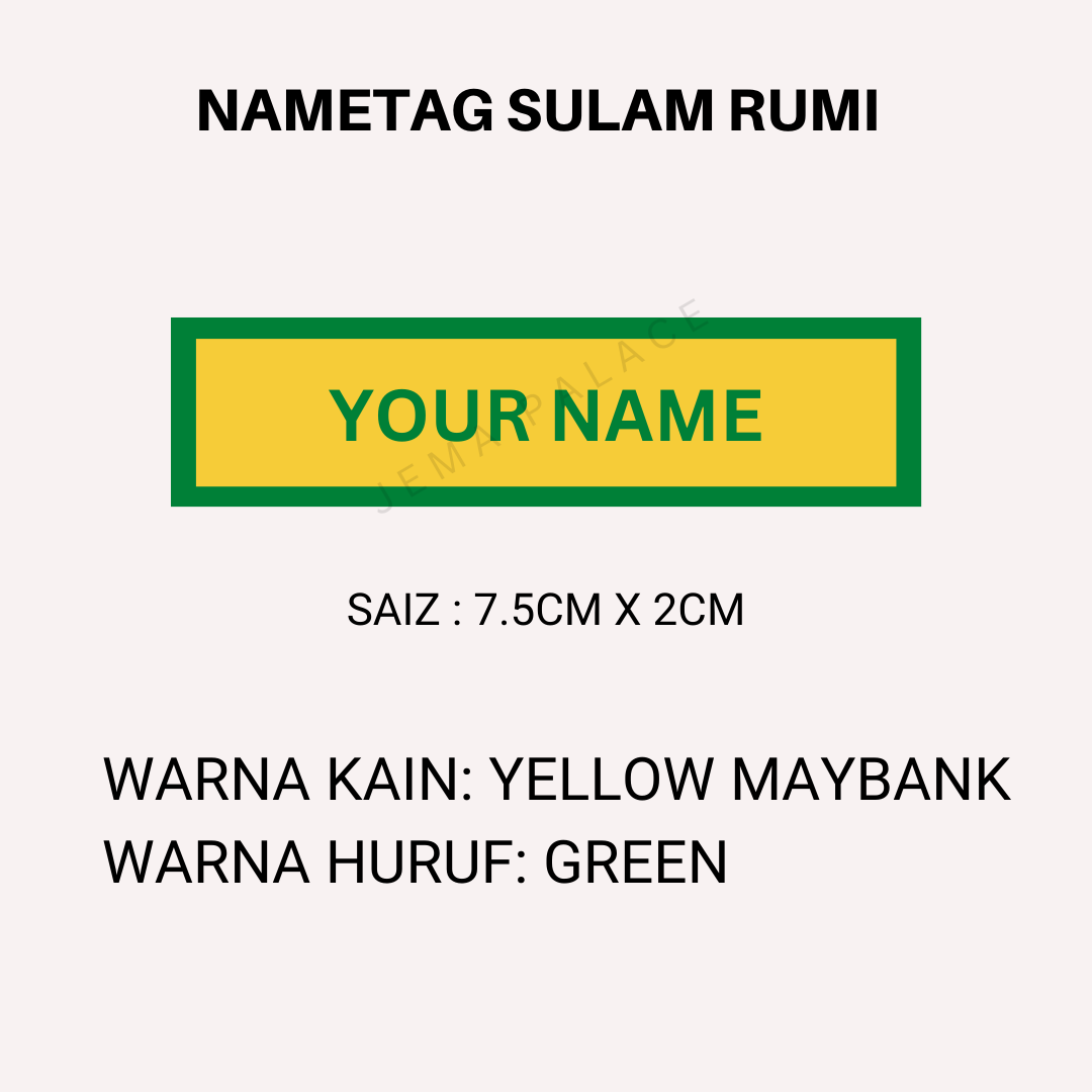 Name Tag Sulam Rumi Embroidery Dengan Pelekat School Nama Tag Custom ...