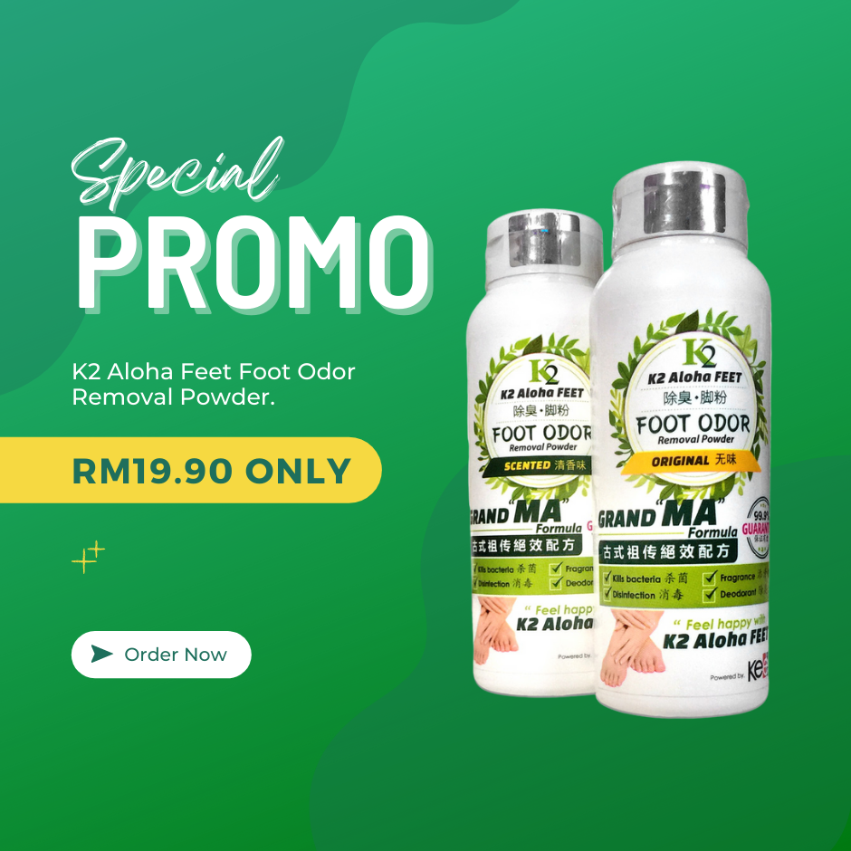 K2 Aloha Feet - Foot Odor Removal Powder - Original / Scented; Bedak ...