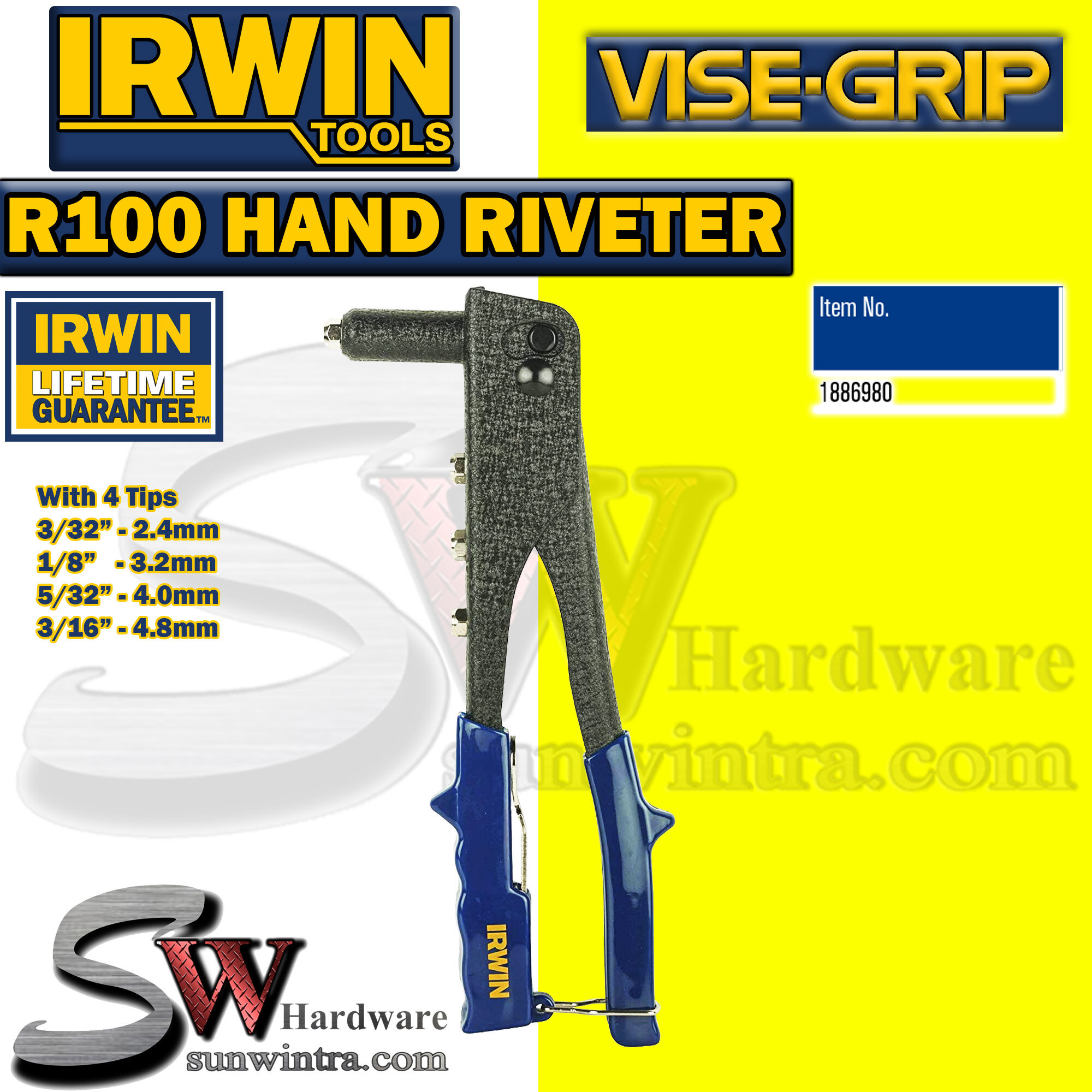 IRWIN R100 Professional Hand Riveter with 4 Tips | Lazada