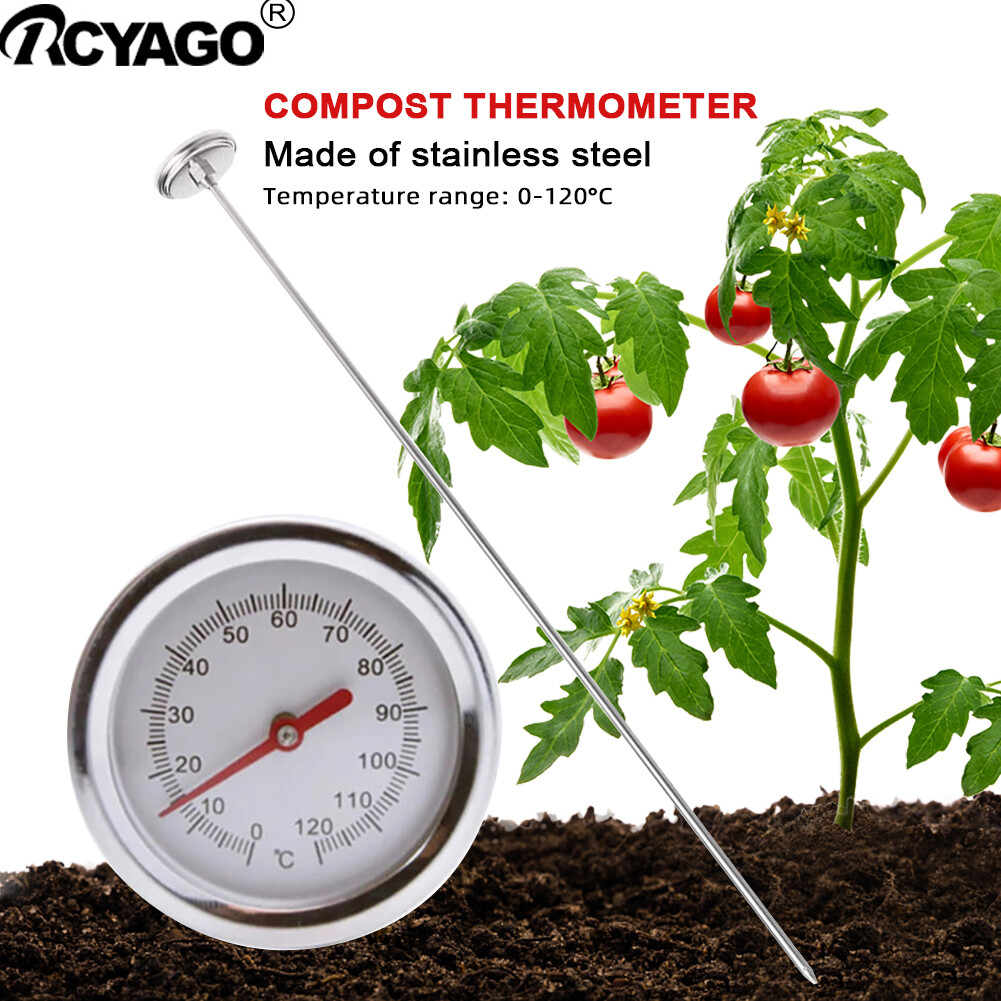 RCYAGO 500mm Long Probe Stainless Steel Compost Soil Temperature ...