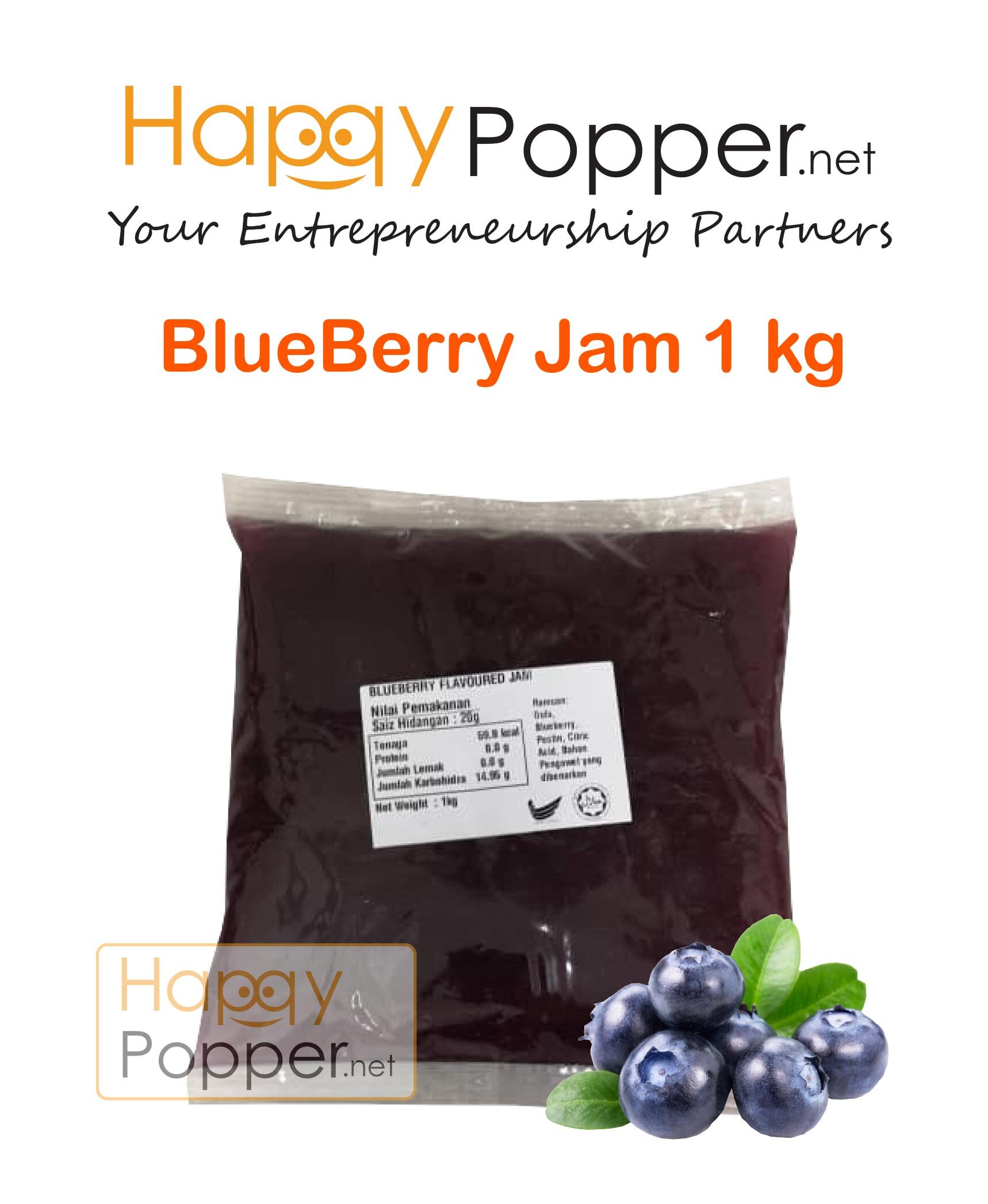 happypopper 1kg 3kg Blueberry jam spread 1 kg 3 kg jem Blueberry for ...