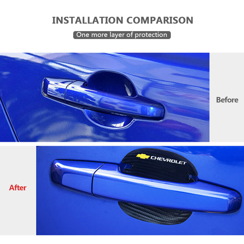 4pcs Carbon Fiber Car Door Handle Sticker Decal For Chevrolet Cruze ...