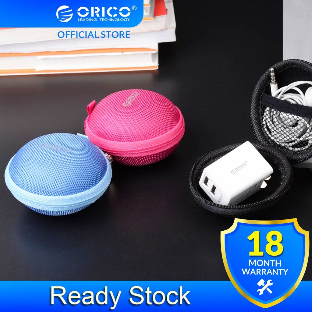 ORICO หูฟังกระเป๋าหูฟังพกพาหูฟัง U-Disk สำหรับการ์ดหน่วยความจำ USB ที่เก็บสายหูฟังมินิ-สีดำ ...