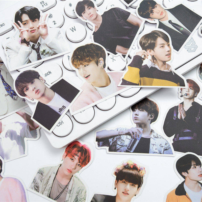 สติกเกอร์ตกแต่งกันน้ำ BTS 100ชิ้น,สติกเกอร์ลาย Kim Taehyung, Jungkook, Park Jimin - Popfun ...
