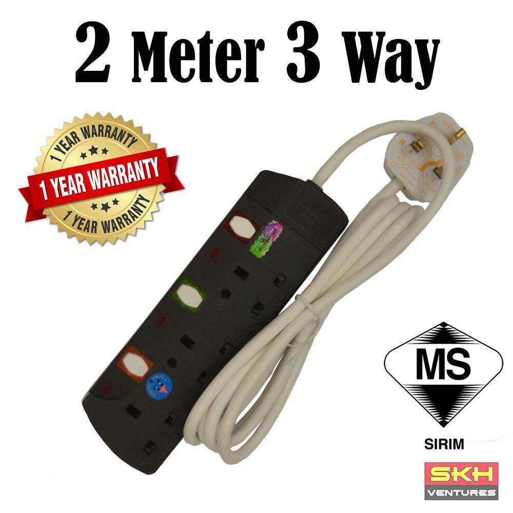 2 Meter 3 Way Extension Trailing Socket (100% SIRIM-Approved) | Lazada