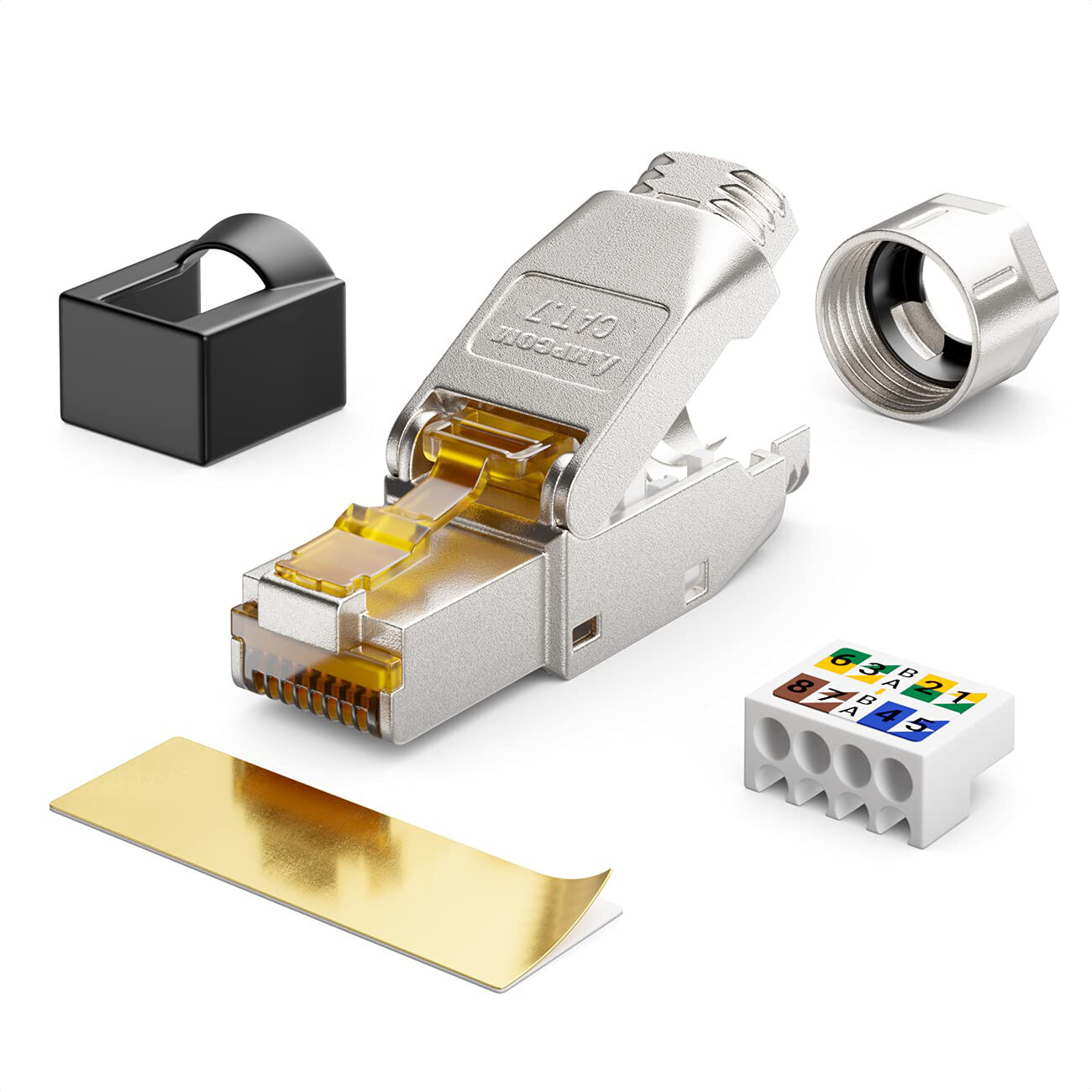 AMPCOM Toolless RJ45 Connector, CAT8/7A/7/6A/6 Tool-free Reusable ...