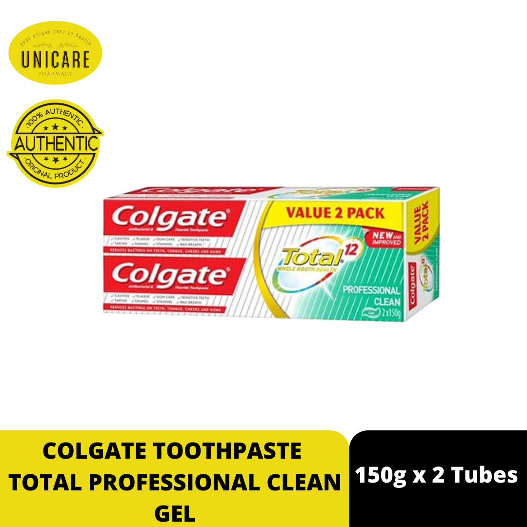 COLGATE TOOTHPASTE TOTAL PROFESSIONAL CLEAN GEL 150G X 2 [TWIN PACK ...