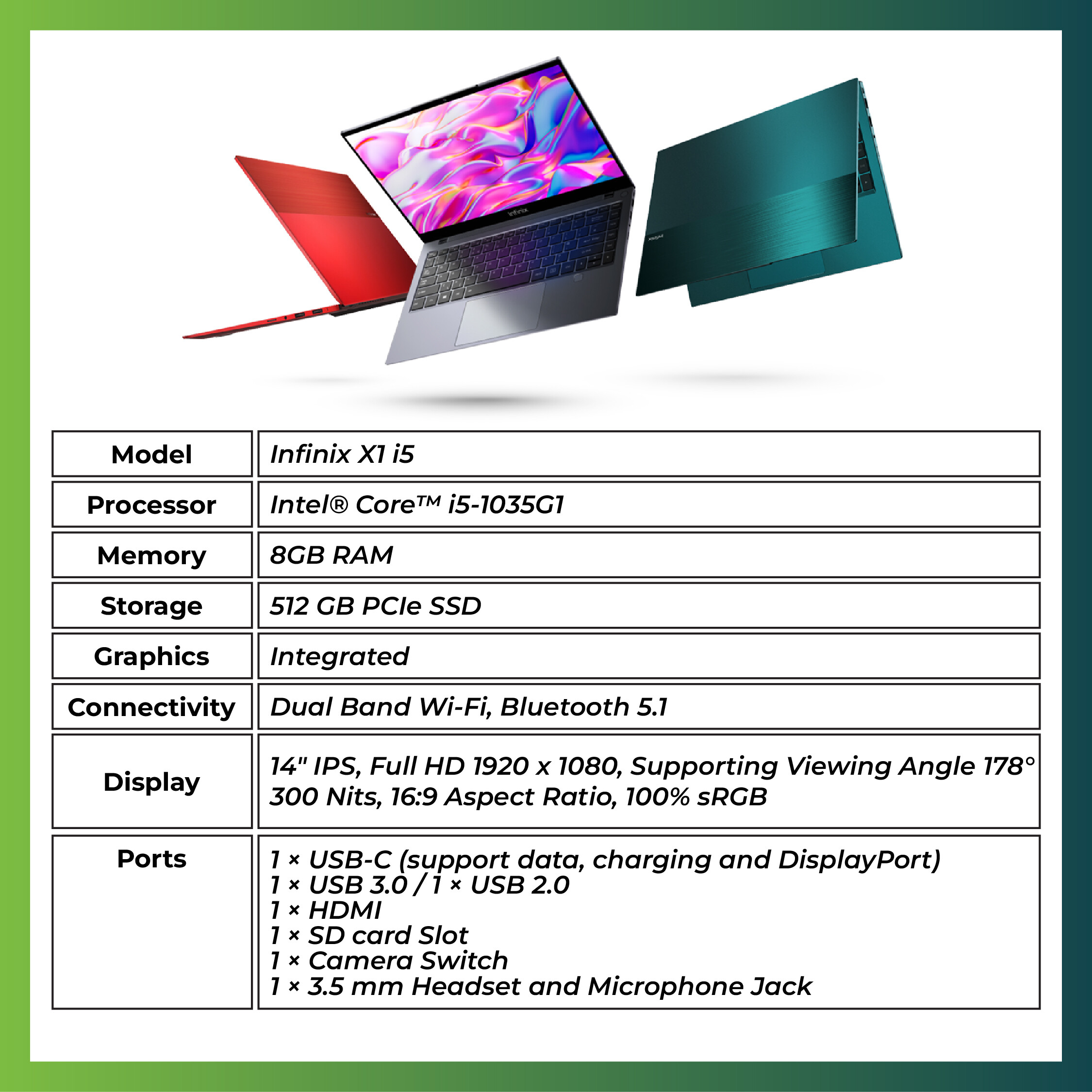 Infinix INBook X1 Pro / X1 | Intel i7 | 16GB Ram | 512SSD | 14" 100% ...