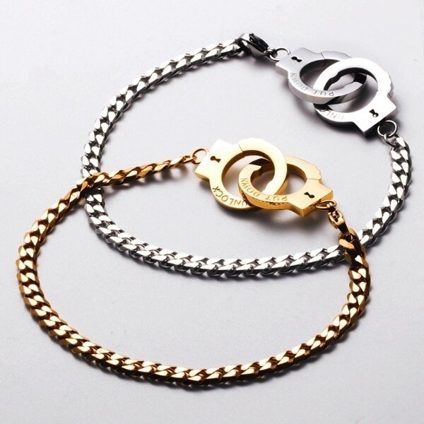 แฟชั่น Steampunk บุคลิกภาพ Handcuffs ชายไทเทเนียมสร้อยข้อมือเหล็ก Retro ...