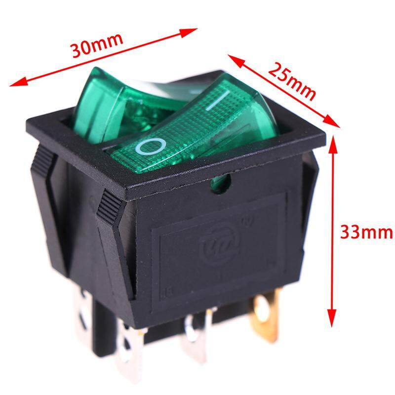 Double boat rocker switch 6 Pin On-Off with green light 20A 125VAC KCD6 ...